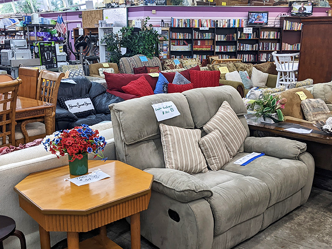 Living room vignettes create domestic dioramas throughout the store. That beige recliner might not be Instagram-worthy, but comfort never goes out of style.
