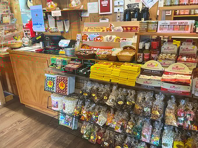 Behind the counter, culinary choreography unfolds &ndash; where pancake mixes meet their destiny in delicious, organized chaos.