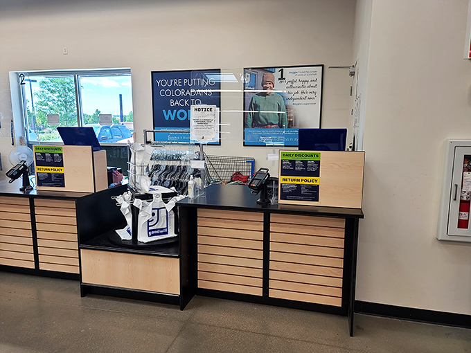 The checkout area &ndash; where friendly staff turn your treasure hunt findings into official possessions with minimal wallet damage.