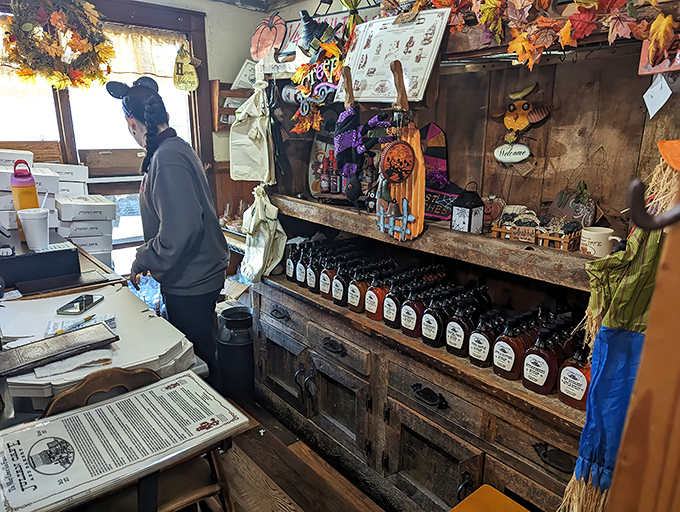 Behind the counter, seasonal decorations and local products tell the story of a business deeply rooted in its community's rhythms and traditions.