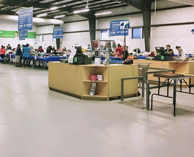 The checkout area - where triumphant hunters bring their spoils after a successful expedition through the wilderness of bins.