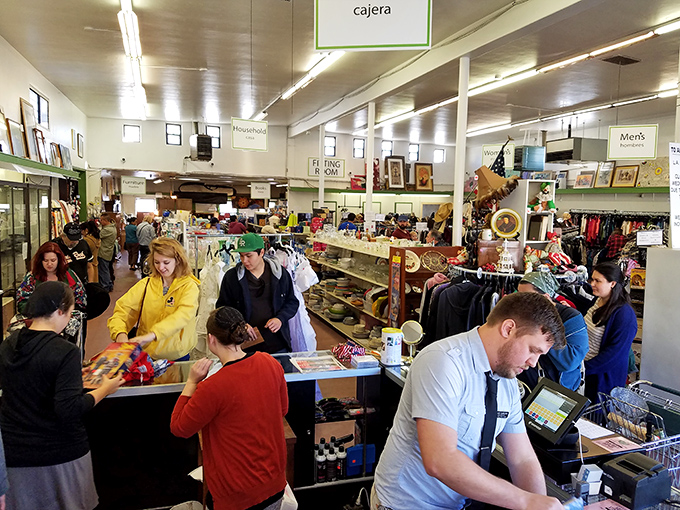 The heart of Bridge Thrift beats with busy shoppers and patient staff. Where transactions happen and thrifting victories are celebrated.