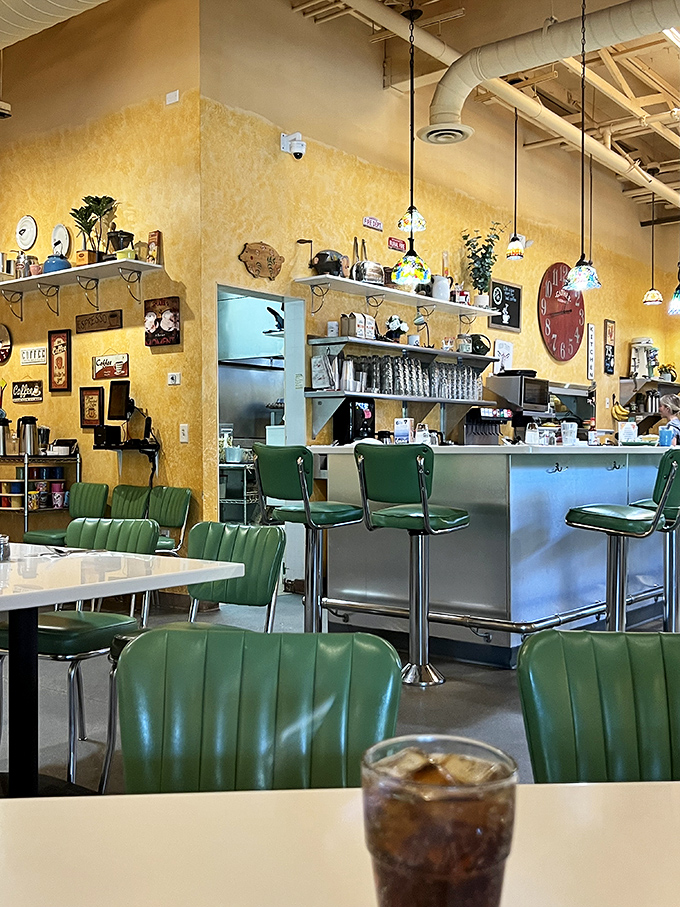 The counter area &ndash; where breakfast magic happens behind the scenes. Those pendant lights cast a glow that makes everyone look well-rested.