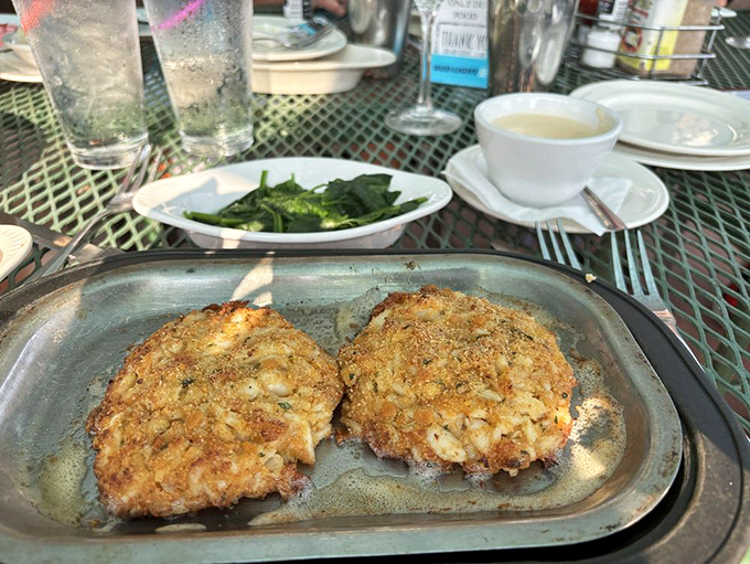 These golden crab cakes aren't just appetizers&mdash;they're discs of oceanic delight that would make Maryland proud, served 1,200 miles from the nearest coast.
