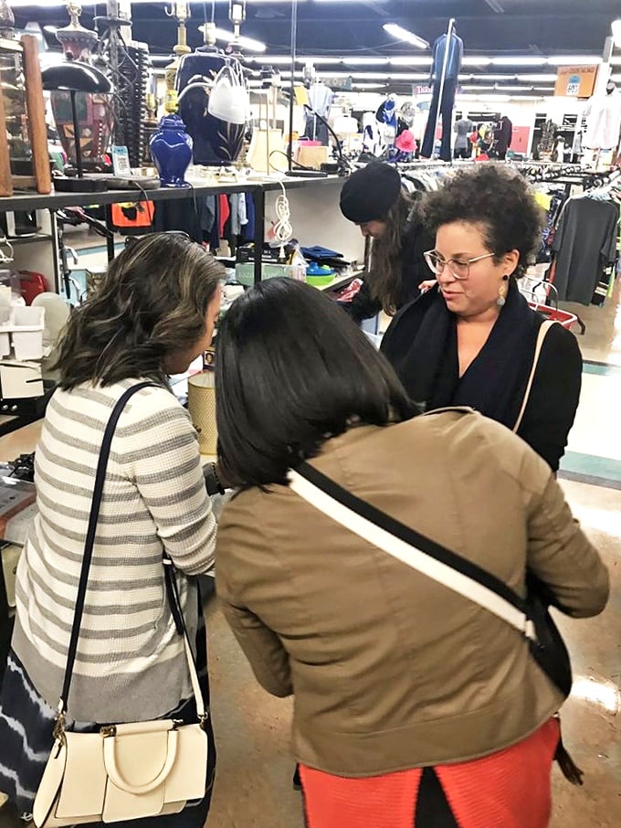 Thrifting brings people together in the shared hunt for bargains. The camaraderie of the find transcends all demographics.