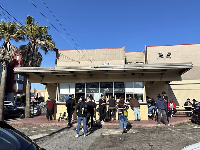 The ultimate endorsement: a line of devoted customers willing to stand in San Francisco weather for a taste of unpretentious perfection.