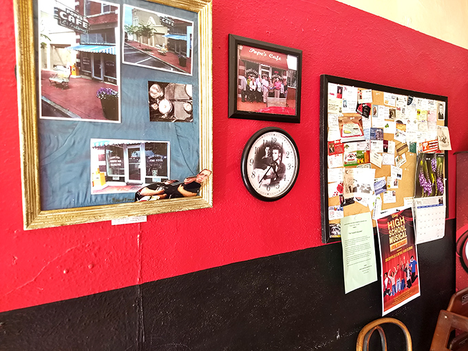 The walls tell stories of Shelbyville's history, while the red and black color scheme reminds you this place knows exactly what it is.