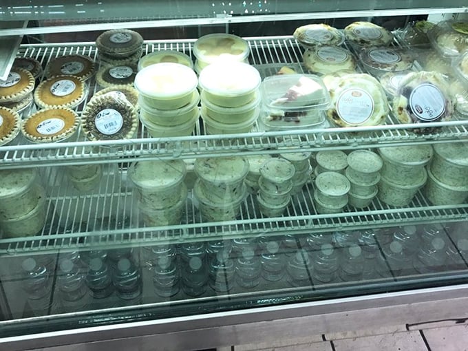 A refrigerated case of house-made desserts proving this place takes the sweet finale as seriously as the savory opening act.