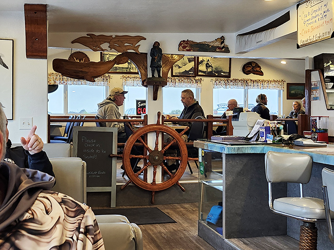 The dining area balances no-nonsense functionality with genuine coastal charm&mdash;exactly what you want in a place that takes its seafood seriously.