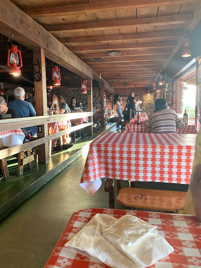 Red checkered tablecloths stretch through the dining room like a delicious game of culinary checkers where everyone wins.