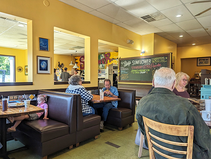 Where regulars become family&mdash;cozy booths and cheerful yellow walls create the perfect backdrop for morning rituals and maple syrup-soaked conversations.