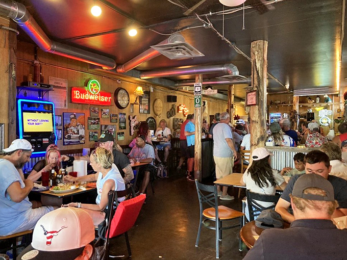 A packed house of diners too busy enjoying their food to pose for photos. The true mark of a local treasure.
