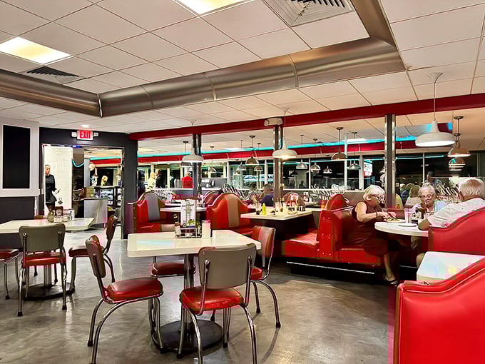 The dining area hums with the symphony of clinking forks, conversation, and the occasional "Oh my, that looks good!"