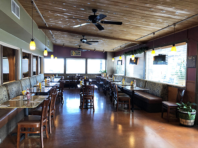 Comfortable booths and warm lighting create the perfect atmosphere for your artichoke education to unfold naturally.