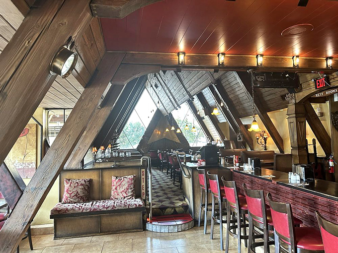 Comfortable booths and warm lighting create the perfect setting for lingering over that second cup of coffee.