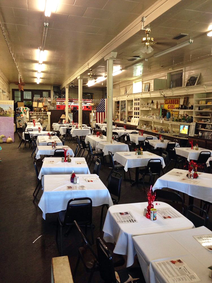 White tablecloths and simple chairs create an unpretentious dining room where the food, not the decor, rightfully takes center stage.