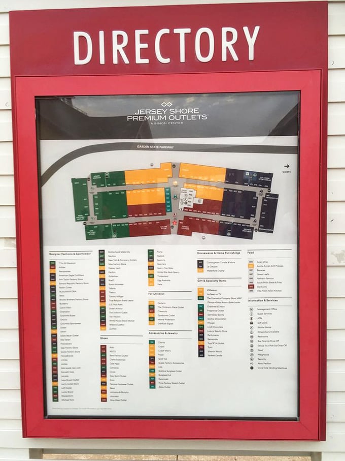 The directory &ndash; sacred text of the outlet pilgrim. Study it carefully before embarking on your journey to avoid the rookie mistake of missing your favorite stores.