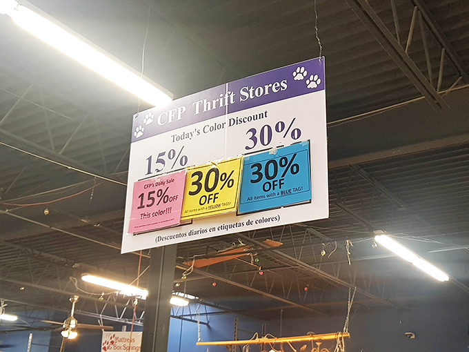 The color-coded discount system that turns shopping into a strategic game of timing and patience.