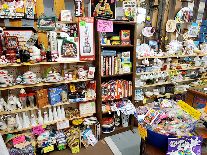 One booth's organized chaos proves that too much of a good thing is actually wonderful.