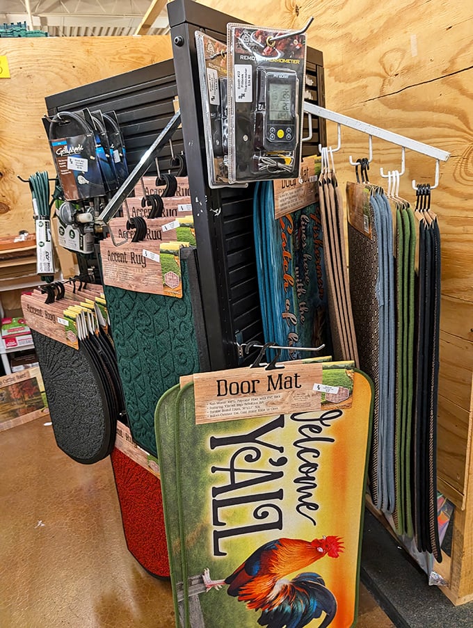 Welcome Y'all! Doormat heaven for those who express their personality right at the threshold. That rooster means business.