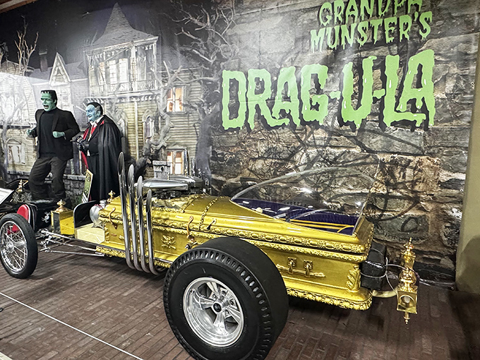 The Munsters' Drag-U-La coffin car is frighteningly fabulous. Grandpa Munster's golden hot rod would still turn heads on today's streets.