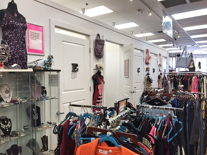 Dressing rooms that don't make you feel like you're changing in a broom closet. A civilized touch in the sometimes wild world of thrift shopping.