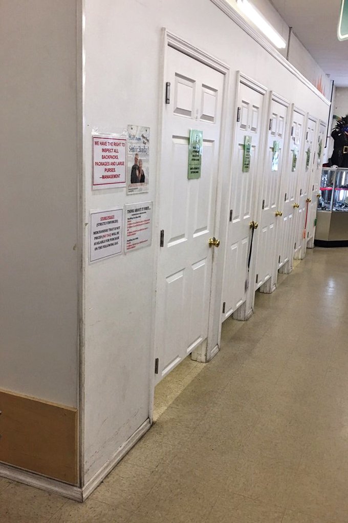 Fitting rooms with character&mdash;these white doors have witnessed countless fashion decisions, both triumphant and questionable.