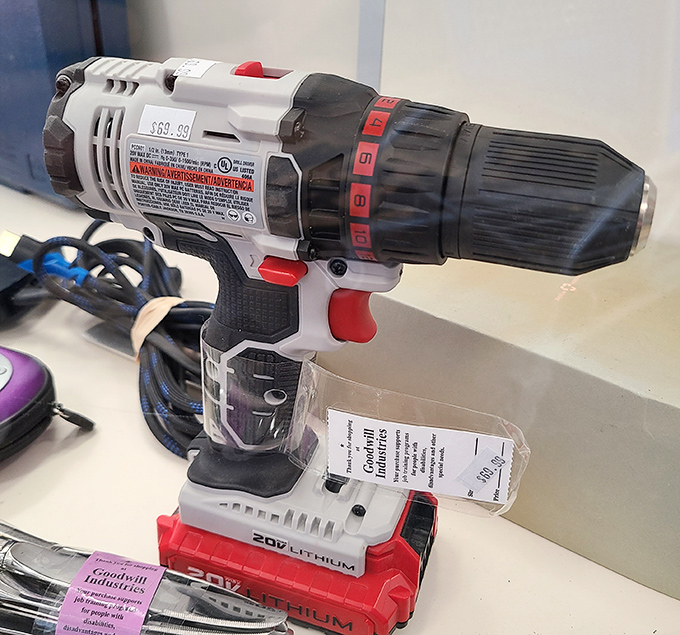 Tool time! This power drill proves that DIY dreams don't need brand-new price tags—just a little charge and someone else's abandoned home improvement ambitions.