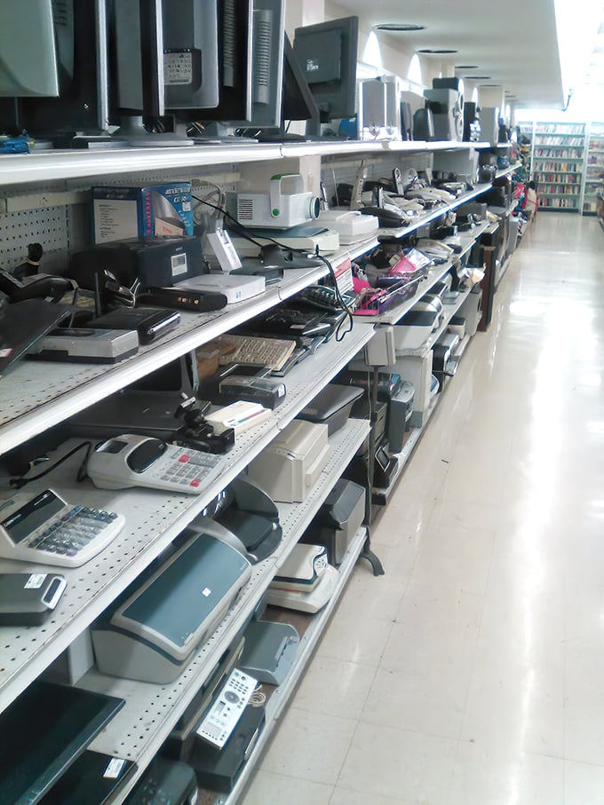 The electronics section: a time capsule of technological evolution. That calculator might still work better than your smartphone's battery!