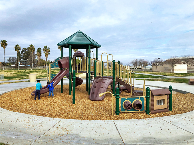 Local parks offer simple pleasures for the youngest residents, proving that childhood joy requires nothing more than slides, swings, and open space.