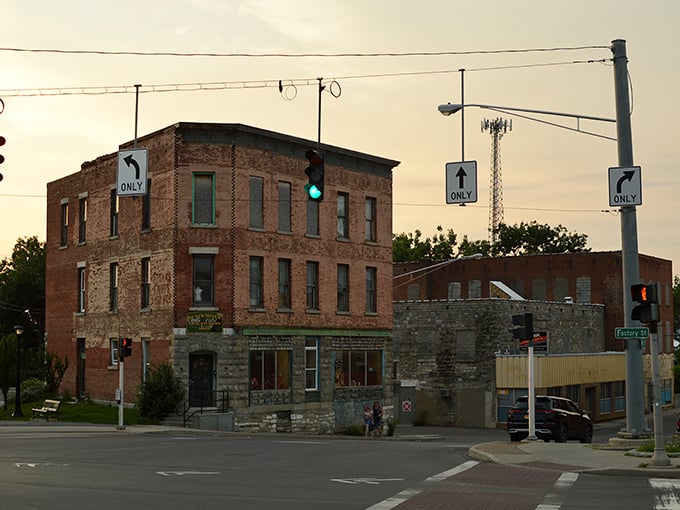 Factory Street's weathered brick buildings whisper stories of Watertown's industrial past while adapting gracefully to its present.