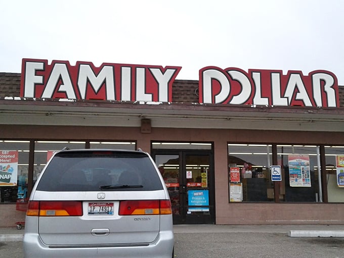 The Family Dollar sign glows with practical promise. Inside awaits that peculiar joy of finding exactly what you need alongside things you never knew you wanted. 