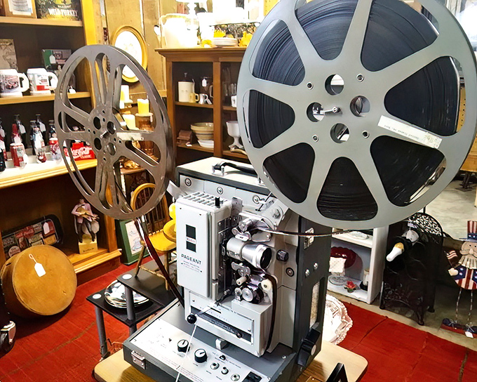 This film projector once transformed living rooms into private theaters, spinning tales of adventure before streaming services were even imagined.