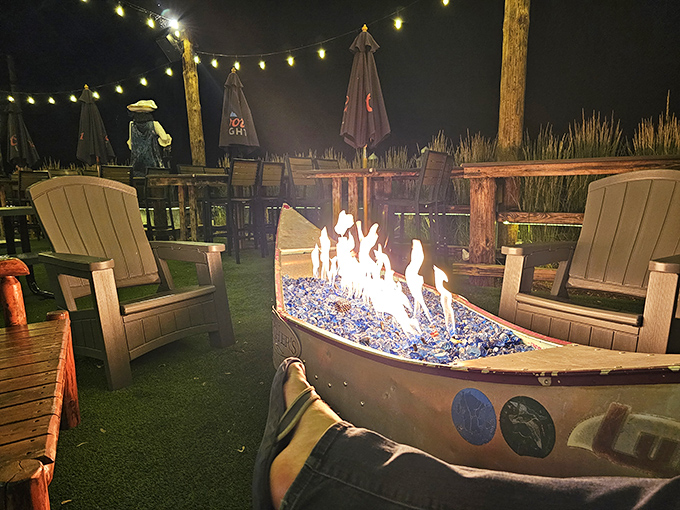The lakeside fire pit glows with invitation, turning even chilly Minnesota evenings into opportunities for outdoor gathering and starlit conversations.