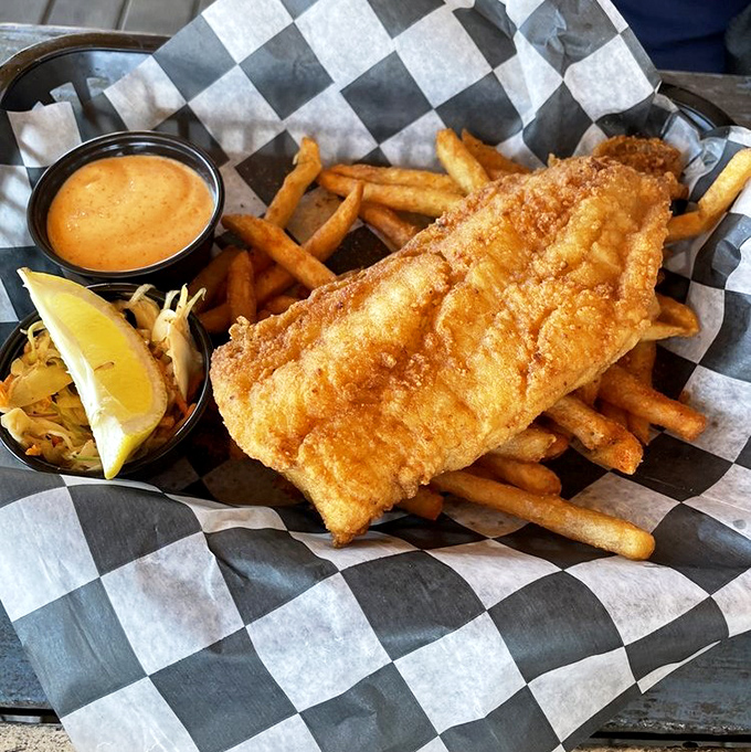 Fish and chips that would make a British pub regular weep with joy. That golden batter is holding secrets that deserve their own Netflix documentary.