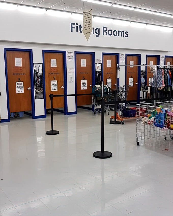 Fitting rooms that rival department stores. The true test of any thrift find happens behind these doors.
