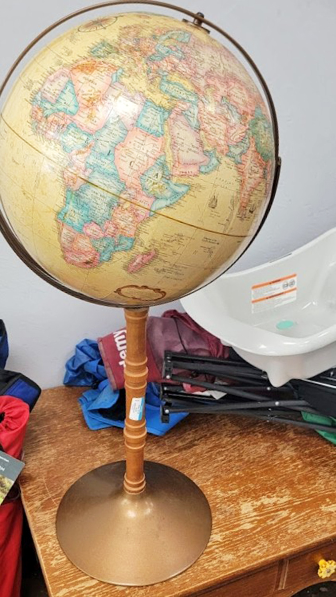 The world at your fingertips for pocket change&mdash;this vintage globe offers geography lessons with mid-century charm.