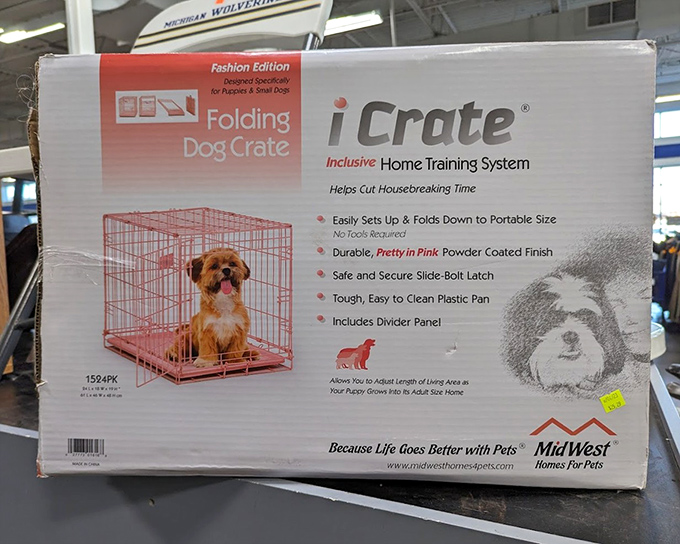 A pink dog crate that proves even puppy prison can be fashion-forward. Your four-legged friend might actually volunteer to go in.