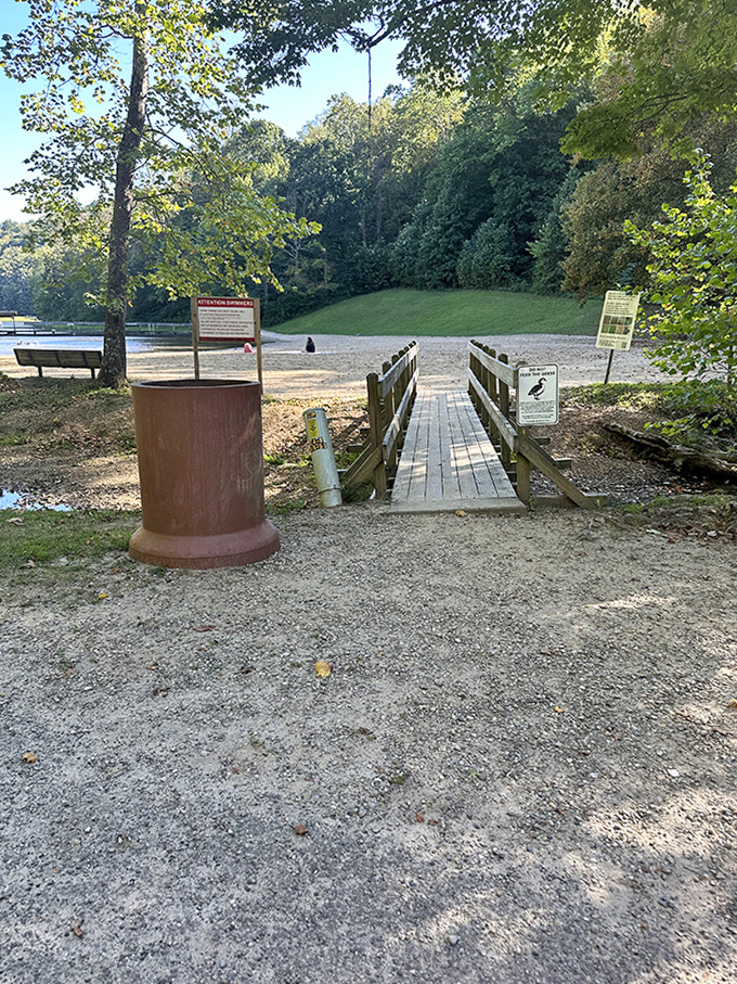 A humble wooden bridge invites visitors to cross over to simple pleasures &ndash; swimming, sunbathing, and forgetting what day it is.