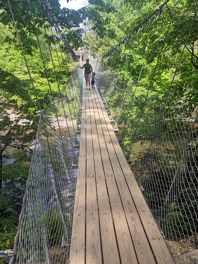 This suspension bridge isn't merely a crossing &ndash; it's nature's ultimate trust exercise, swaying gently as you dangle above rushing waters below.