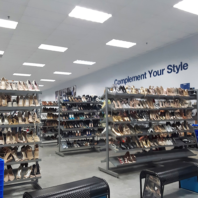 The shoe department's motto might as well be "Cinderella shopped here"—hundreds of options, but finding your perfect match requires patience and optimism.