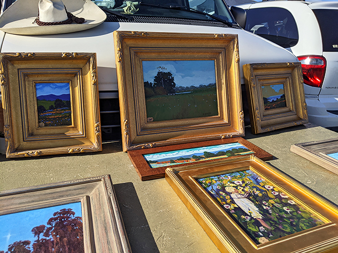 Golden-framed landscapes catching the morning light. Someone's artistic vision of California's rolling hills could soon grace your living room wall.