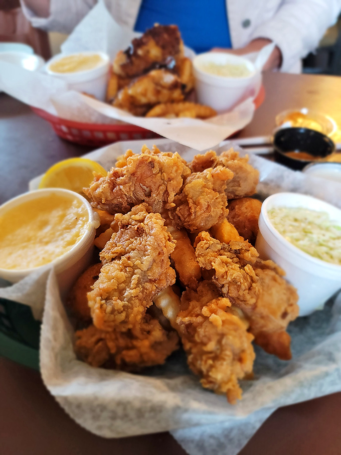 Fried oysters that crunch like nature's potato chips before melting into briny, oceanic bliss &ndash; proof that simple food done right is culinary poetry.