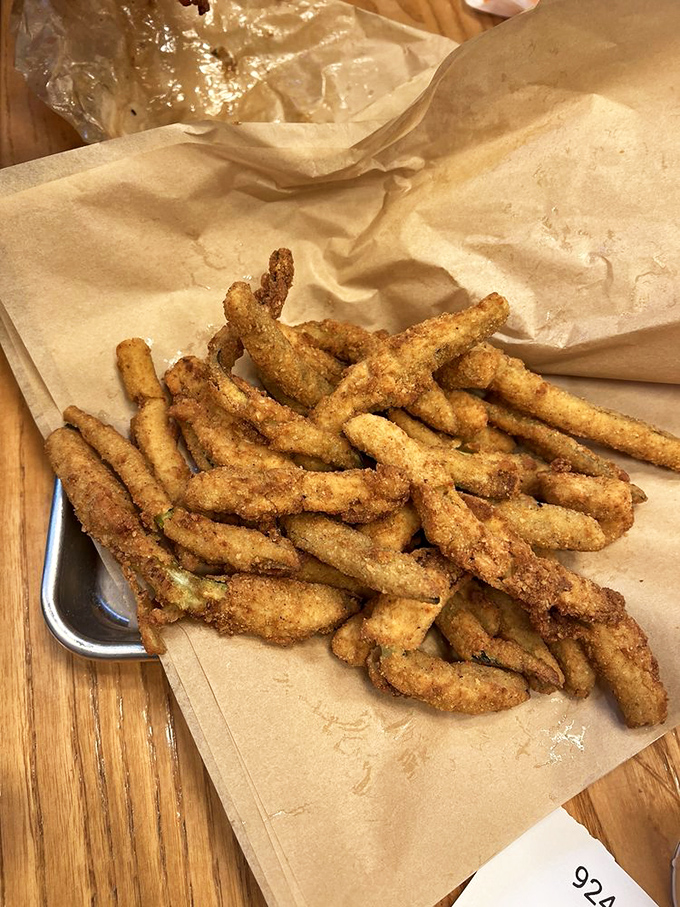 Fried zucchini sticks—proof that vegetables can have fun too, dressed in a crispy coating that makes you forget they're actually good for you.