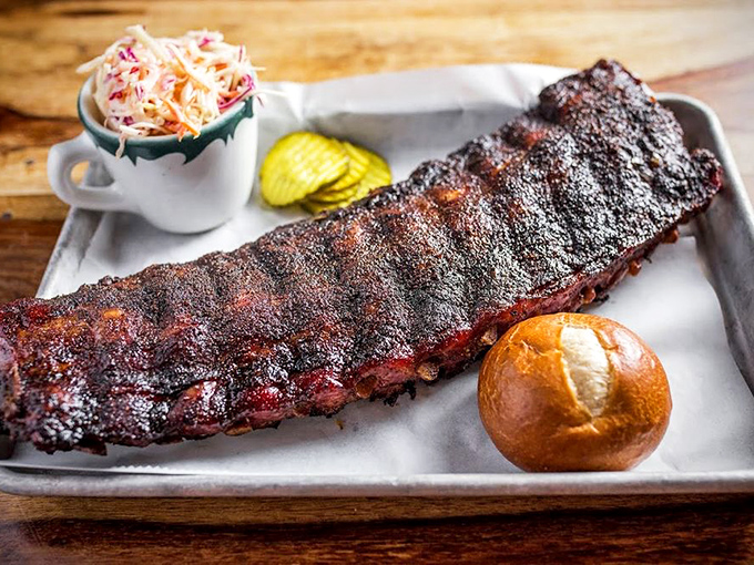 A full rack of ribs that beautiful deserves its own moment of silence before you dig in with abandon.