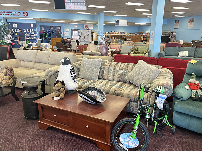 The furniture section &ndash; where that stuffed penguin clearly didn't come with the couch but somehow makes the perfect quirky selling point.