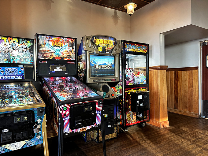 Between bites, challenge friends to pinball glory! These arcade games add a playful touch to the classic diner experience.
