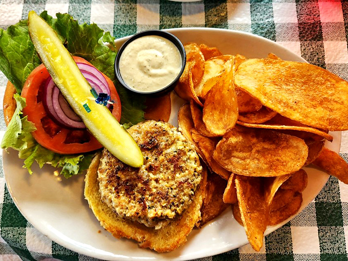 This isn't just a burger&mdash;it's Florida on a bun. Perfectly seasoned gator patty with fresh toppings and house-made chips that'll make you forget beef ever existed.