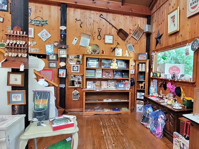 The gift shop corner feels like raiding the teacher's secret stash of treasures &ndash; vintage finds and knickknacks that whisper "take me home" to passing shoppers.