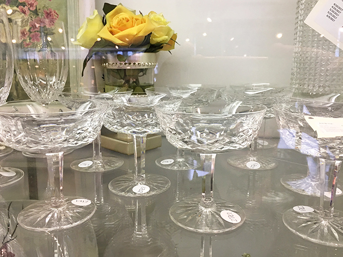 Crystal champagne coupes that would make Gatsby proud. These vintage glasses elevate everything from New Year's bubbly to Tuesday night ginger ale.